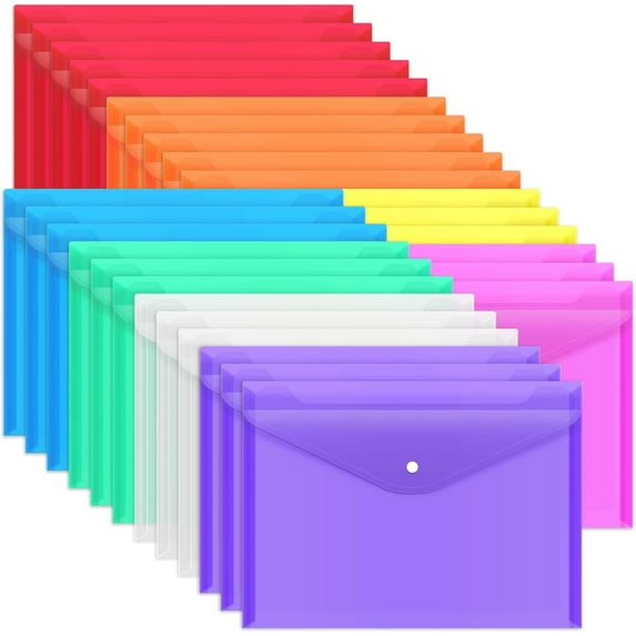 Pack Plastic Envelopes Poly Envelopes with Snap Closure, Clear Document ...