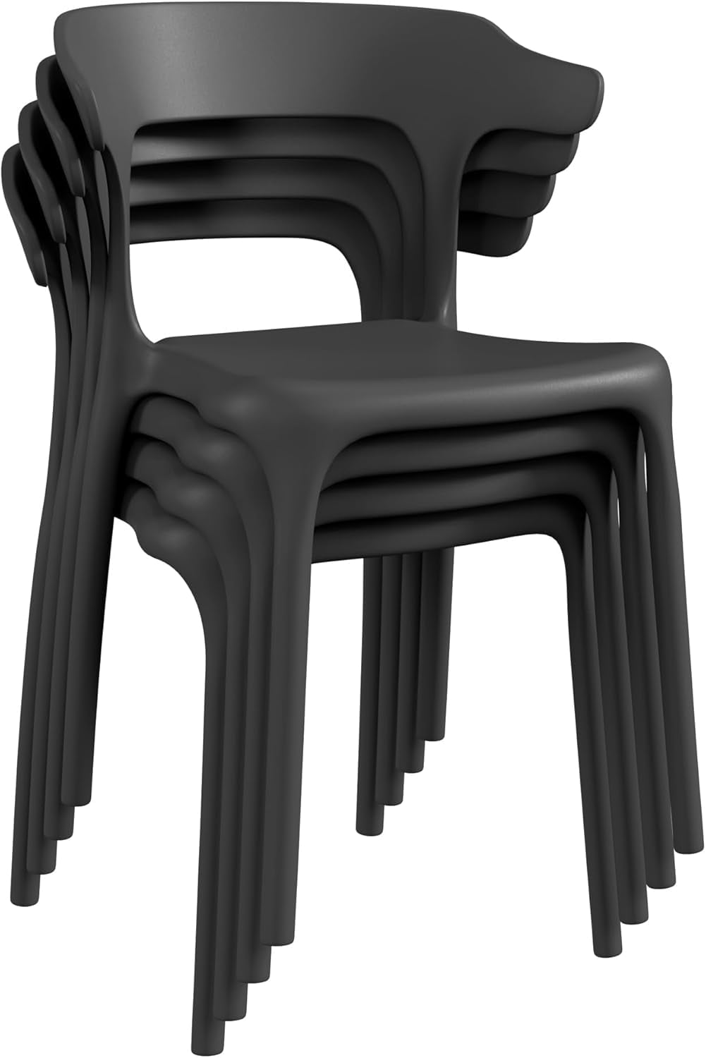 Pack Plastic Stacking Chairs Stackable Dining Chairs for Kitchen ...