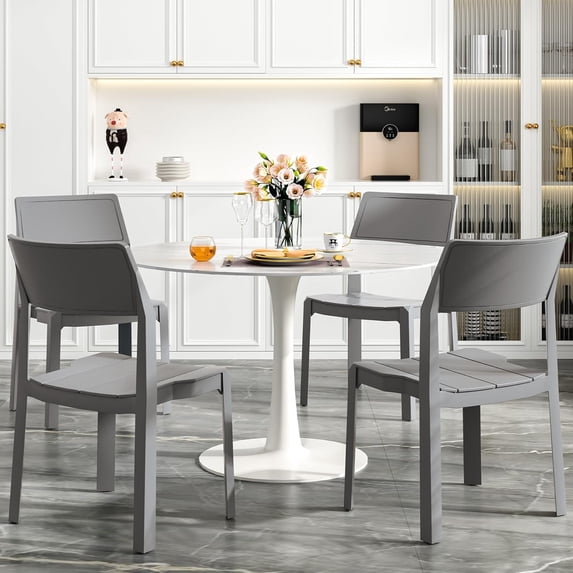 Pack Plastic Stacking Chairs Stackable Dining Chairs for Kitchen ...