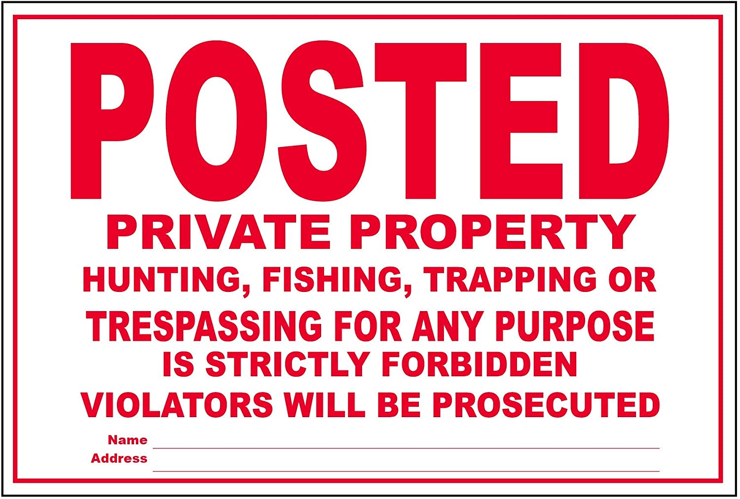 Pack Posted White Private Property Sign by WristCo - 8" x 12" Outdoor ...