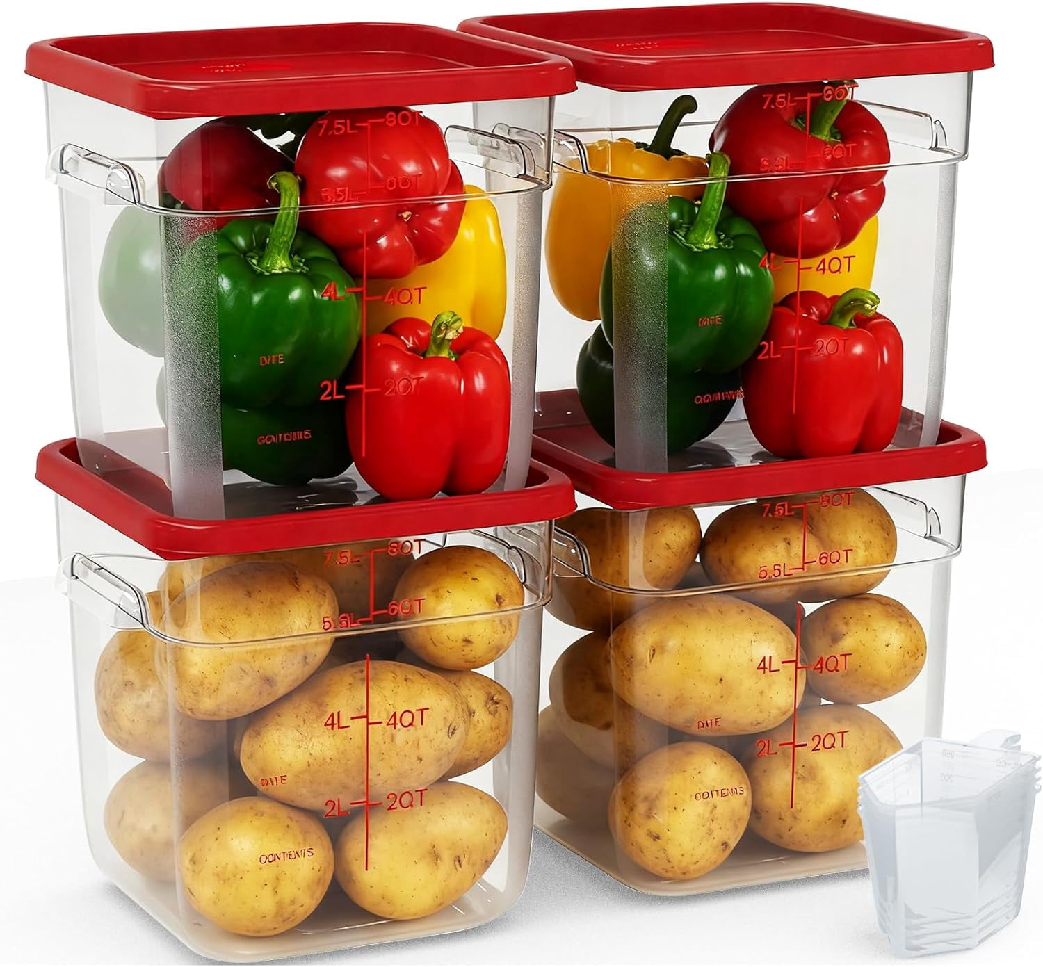 Pack Quart Square Food Storage Containers with Lids Commercial ...