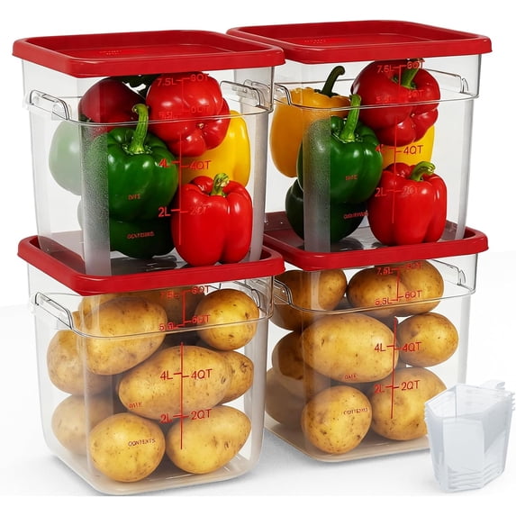 Pack Quart Square Food Storage Containers with Lids Commercial ...