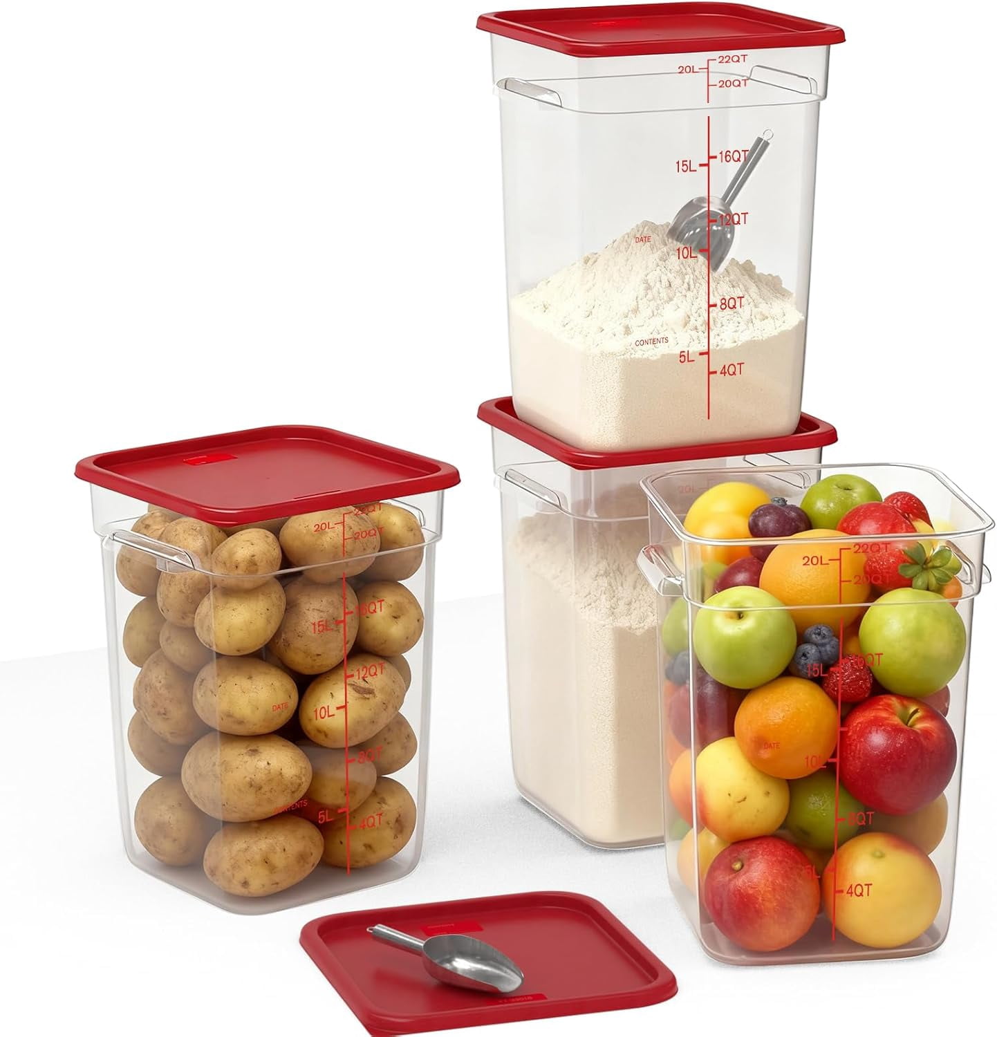 Pack Quart Square Food Storage Containers with Lids Commercial ...