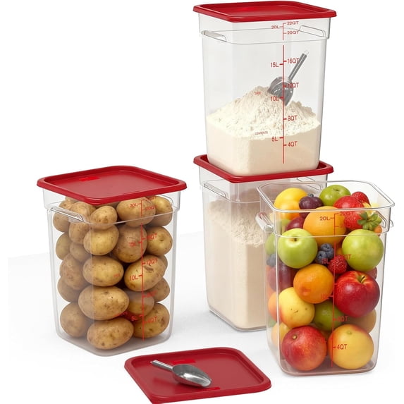 Pack Quart Square Food Storage Containers with Lids Commercial ...