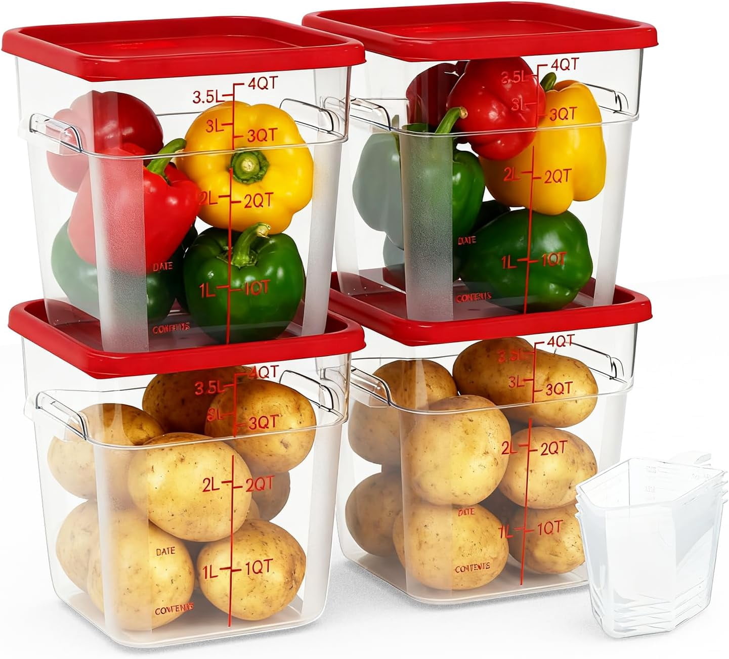 Pack Quart Square Food Storage Containers with Lids Commercial ...
