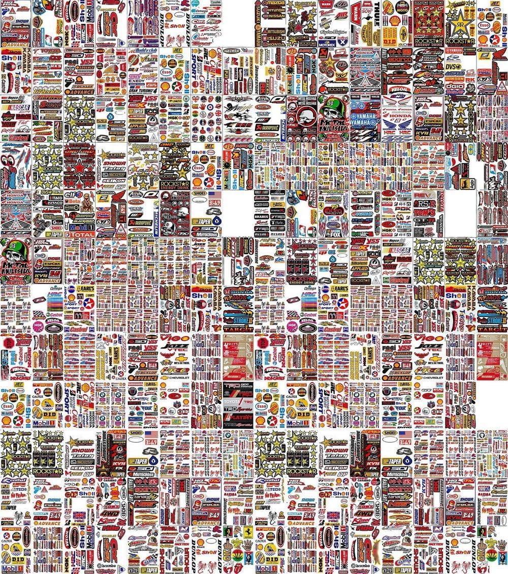 Pack of Random 8 Sheets Car Racing Stickers Motocross Dirt Bike ...