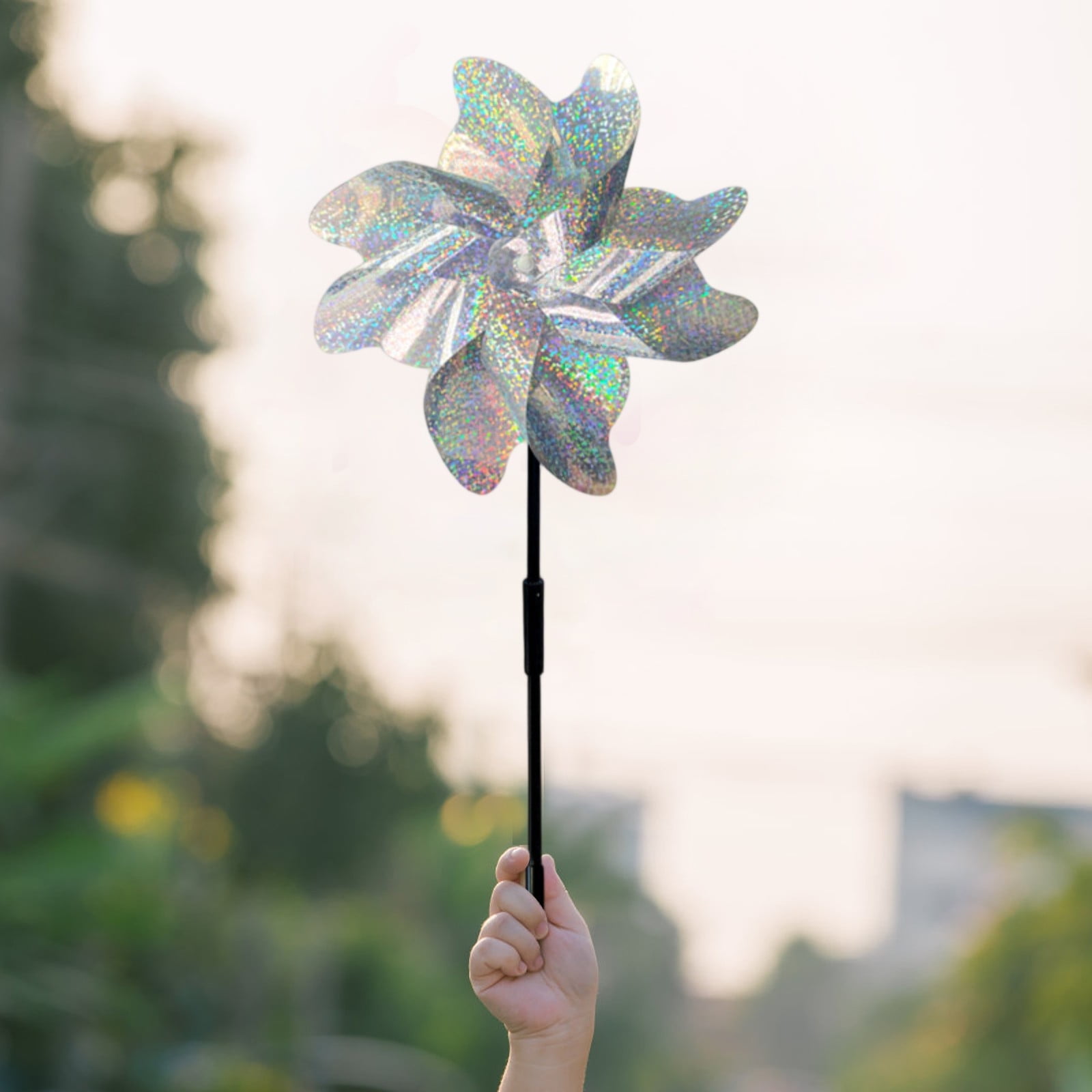 Pack Reflective Pinwheels for Yard and Garden, Pre-Installed Sparkly ...