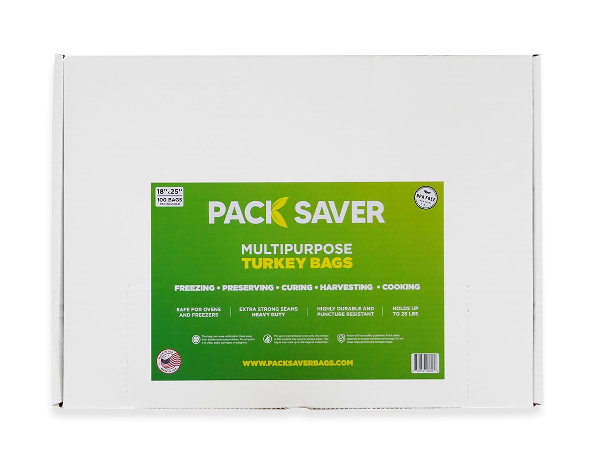 Pack Saver Multipurpose Turkey Bags, 18" x 25", 100 Count, Ties ...
