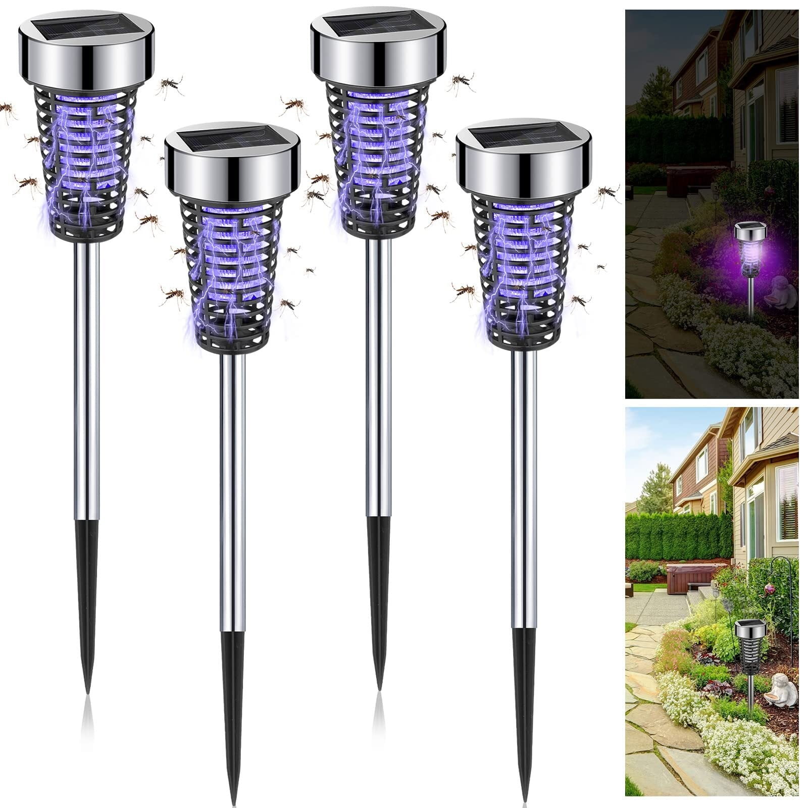 Pack Solar Bug Zapper Outdoor Mosquito Waterproof LED Light Mosquito ...