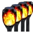 4Pack Solar Flame Torch Lights, Waterproof LED Outdoor Pathway Lights ...