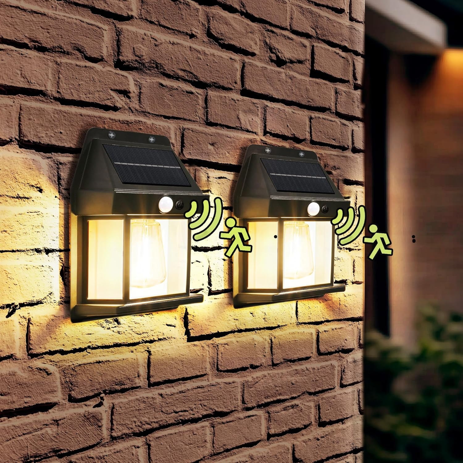 Pack Solar Motion Sensor Wall Lights with 3 Lighting Modes, Waterproof ...