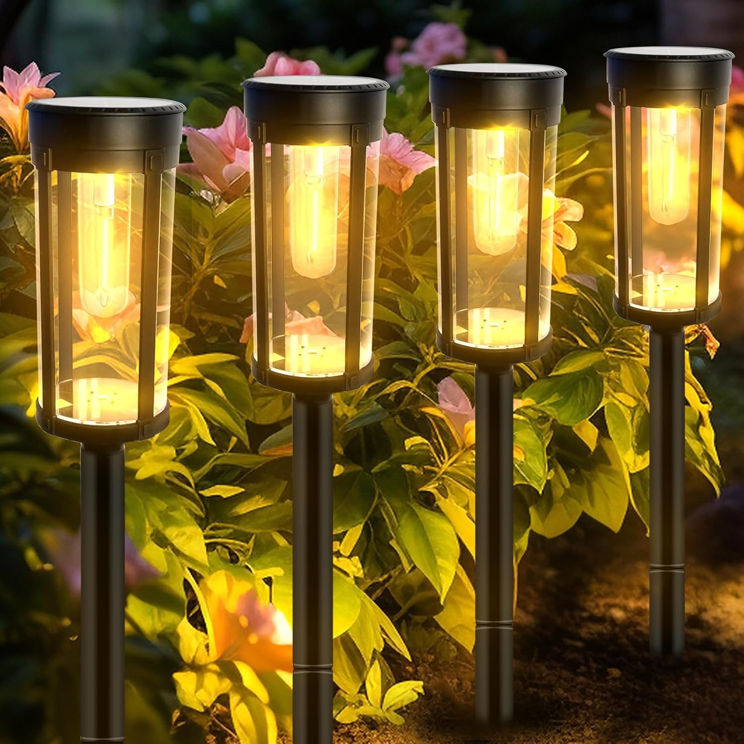 Pack Solar Pathway Lights Outdoor, Solar Lights Outdoor Waterproof, LED ...