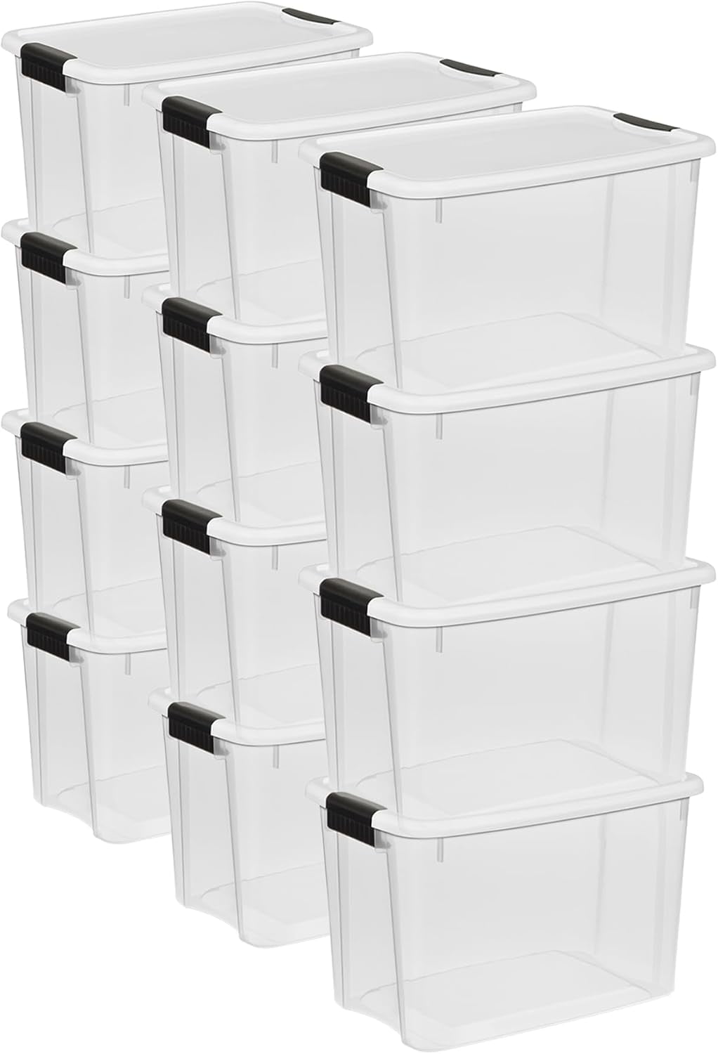 Pack Stackable Storage Bin with Lid, Clear Plastic Design, 18 Quart ...