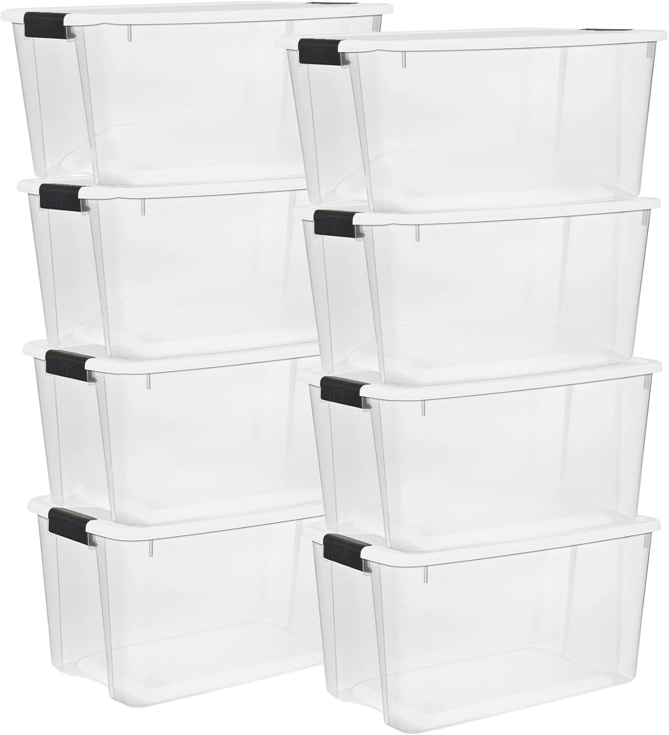 Pack Stackable Storage Bin with Lid, Clear Plastic Design, 18 Quart ...