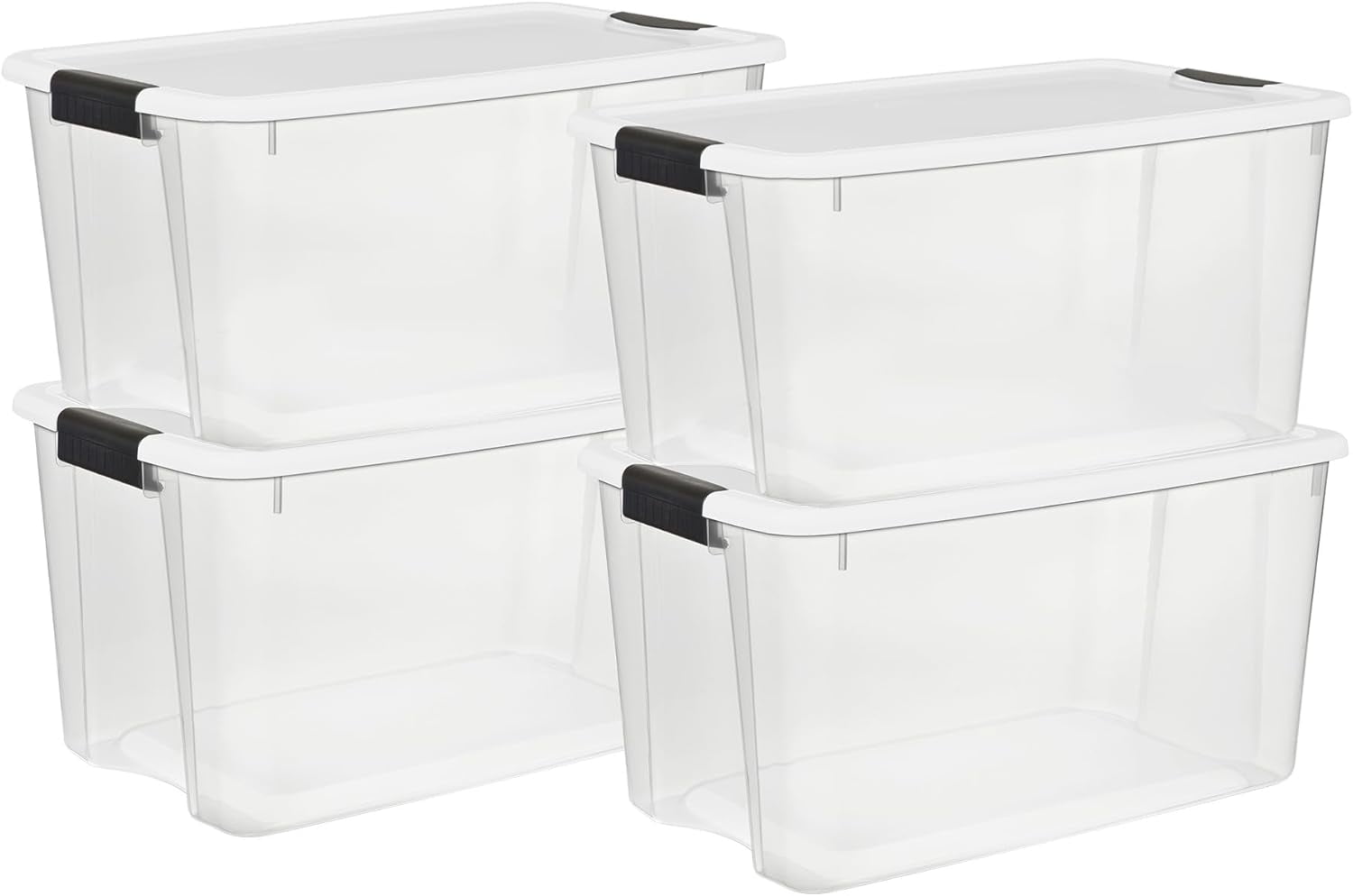 Pack Stackable Storage Bin with Lid, Clear Plastic Design, 18 Quart ...