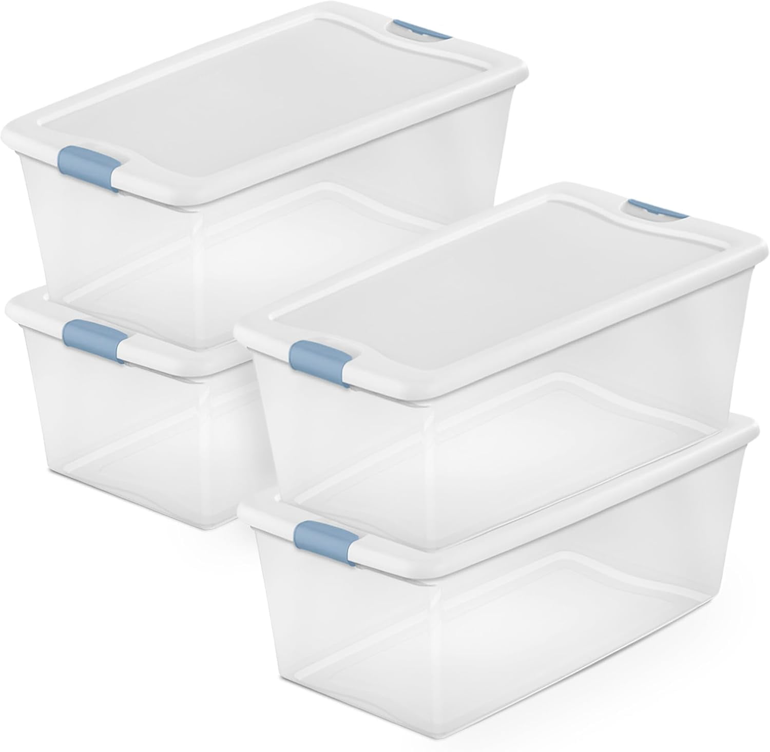 Pack Stackable Storage Bin with Lid, Clear Plastic Design, 25 Quart ...