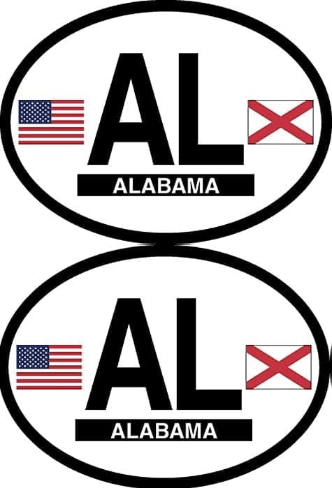 Pack of Two Alabama Flag-It Brand State Oval Decal Stickers, 3.5"x 4.75 ...