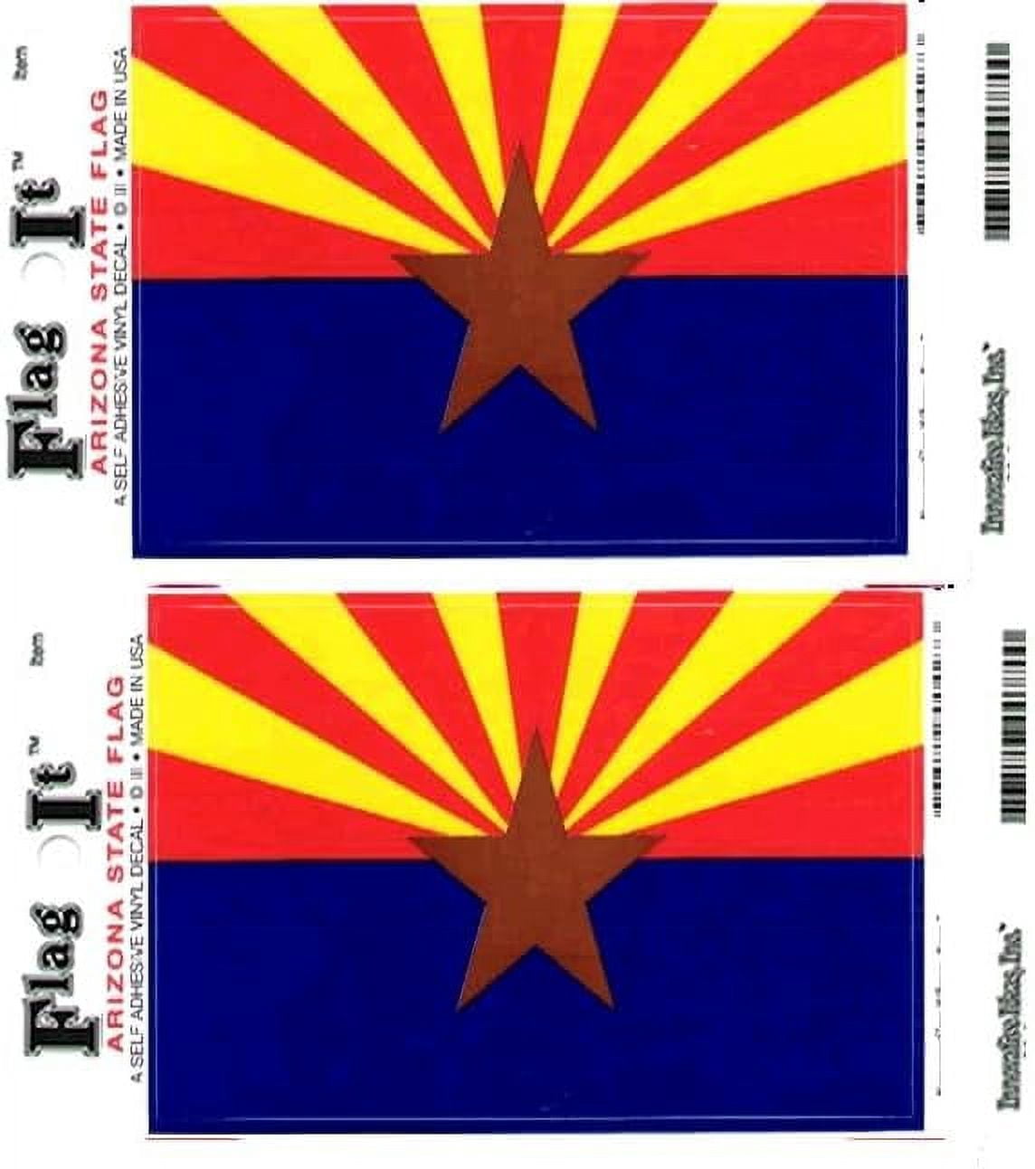 Arizona Vinyl Stickers, Pack of Two 3.5 x 5 inch Flag-It Decals ...