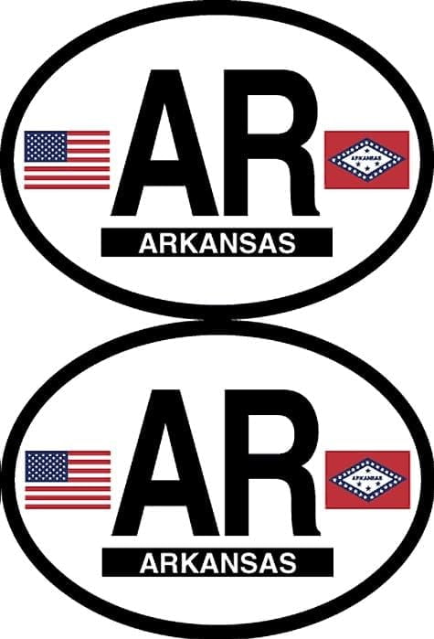 Pack of Two Arkansas Flag-It Brand State Oval Decal Stickers, 3.5"x 4. ...