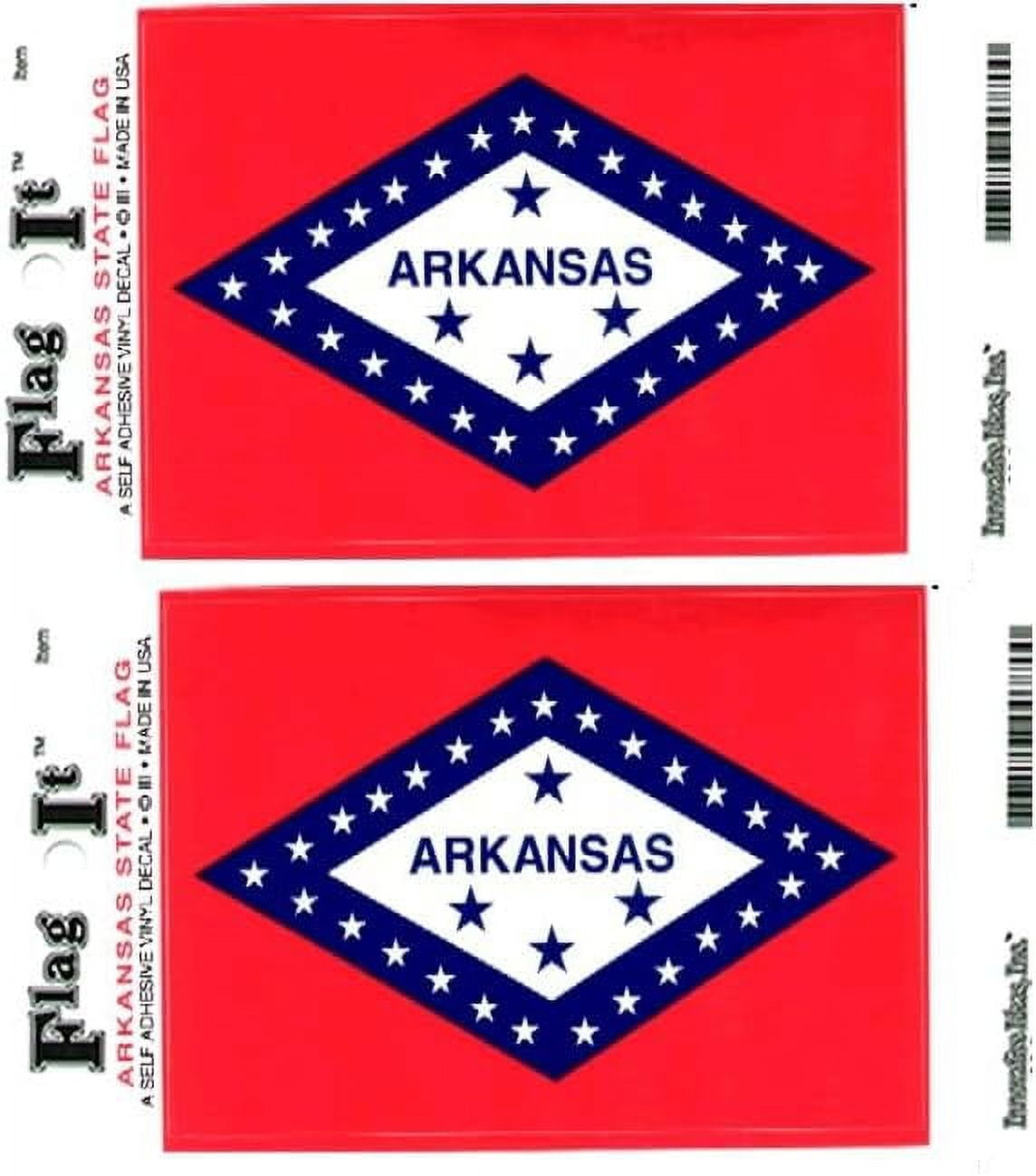 Arkansas Vinyl Stickers, Pack of Two 3.5 x 5 inch Flag-It Decals ...