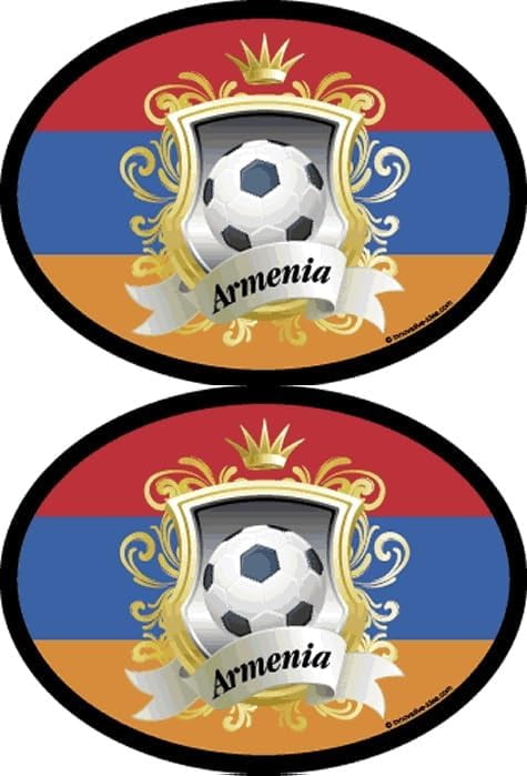 Armenia Soccer Oval Decals; Pack of Two 3.5 x 4.75 inch Flag It Brand ...