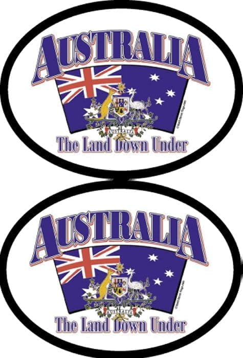 Australia Motto Oval Decals, Pack of Two 3.5 x 4.75 inch Flag It Brand ...