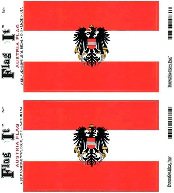 Pack of Two Austria Flag-It Vinyl Decals, 3.5 x 5inch Waterproof ...