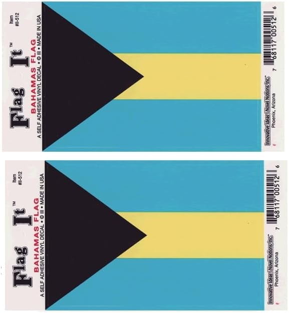 Pack of Two Bahamas Flag-It Vinyl Decals, 3.5 x 5inch Waterproof ...