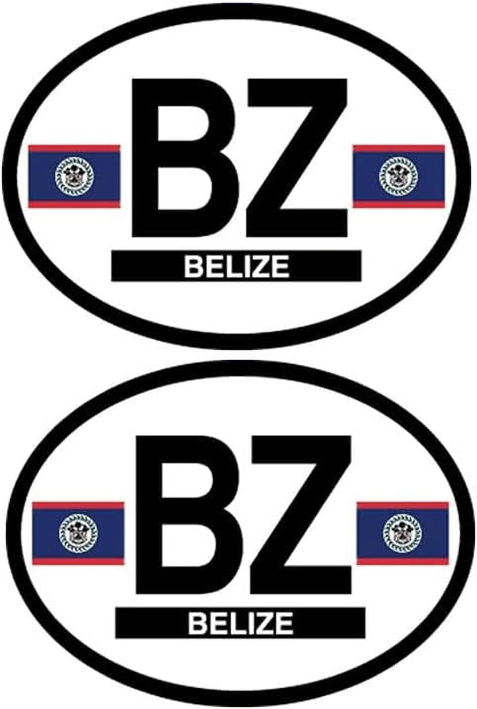 Pack of Two Belize Flag-It Brand International Country Oval Decal ...
