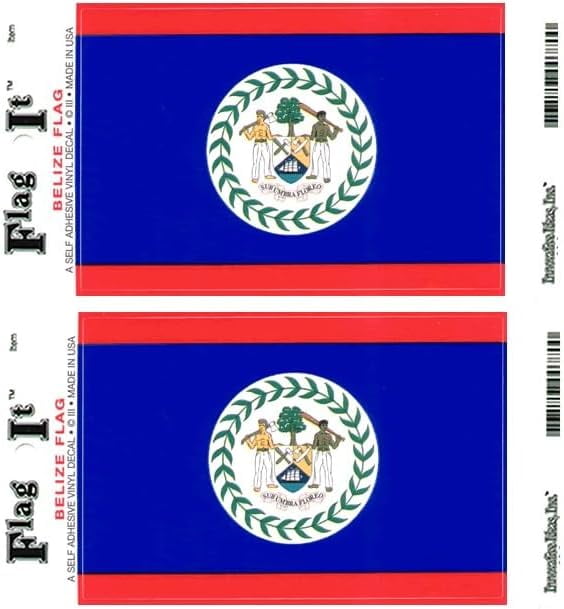Pack of Two Belize Flag-It Vinyl Decals, 3.5 x 5inch Waterproof ...