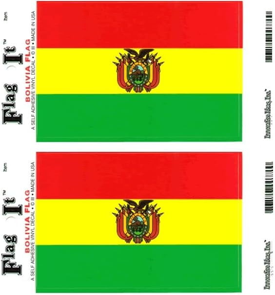 Pack of Two Bolivia Flag-It Vinyl Decals, 3.5 x 5inch Waterproof ...