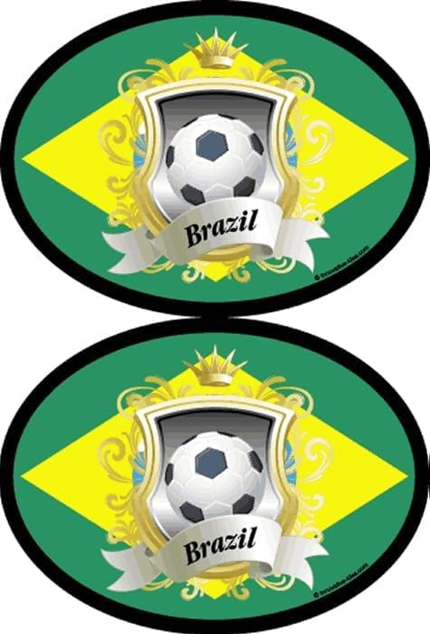 Brazil Soccer Oval Decals; Pack of Two 3.5 x 4.75 inch Flag It Brand ...