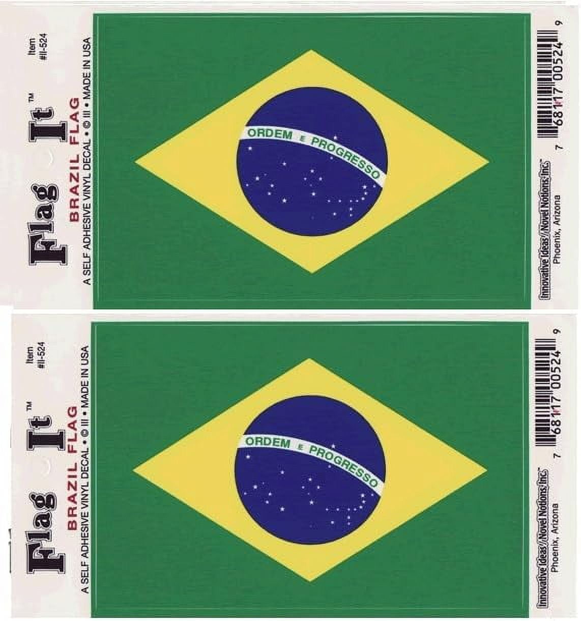 Pack of Two Brazil International Flag-It Vinyl Decal Stickers, 3.5"x 5 ...