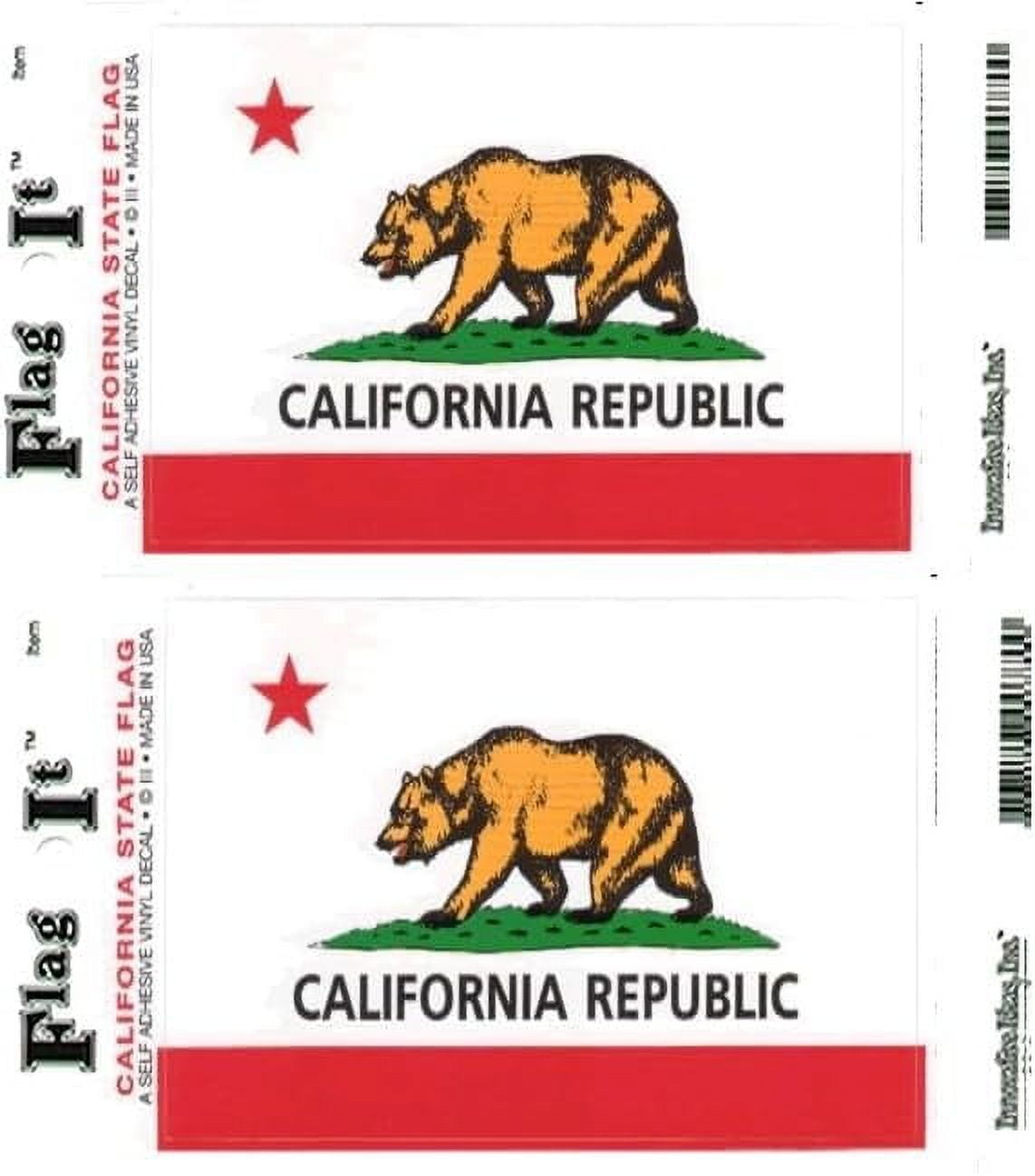 California Vinyl Stickers, Pack of Two 3.5 x 5 inch Flag-It Decals ...