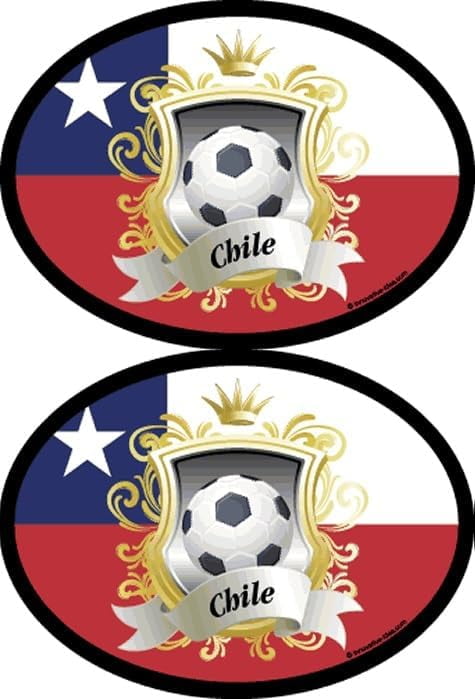 Chile Soccer Oval Decals; Pack of Two 3.5 x 4.75 inch Flag It Brand ...