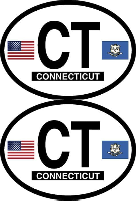 Pack of Two Connecticut Flag-It Brand State Oval Decal Stickers, 3.5"x ...