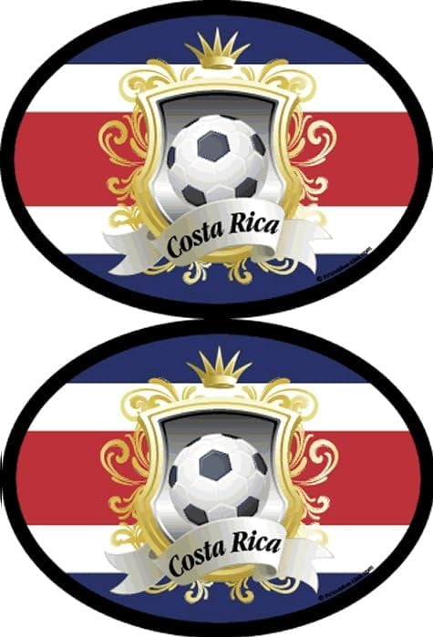 Costa Rica Soccer Oval Decals; Pack of Two 3.5 x 4.75 inch Flag It ...