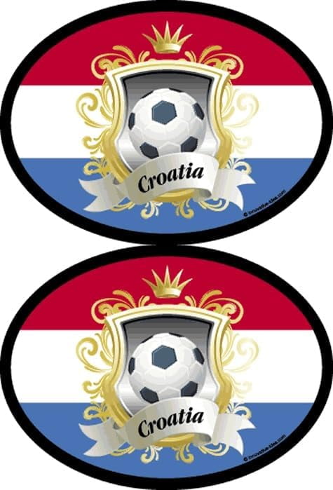 Croatia Soccer Oval Decals; Pack of Two 3.5 x 4.75 inch Flag It Brand ...