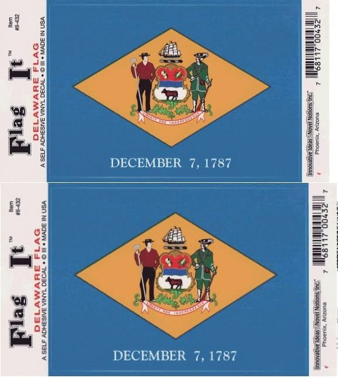 Delaware Vinyl Stickers, Pack of Two 3.5 x 5 inch Flag-It Decals ...