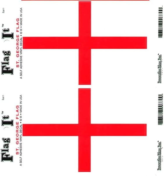 Pack of Two England St. George Cross Flag-It Vinyl Decals, 3.5 x 5inch ...