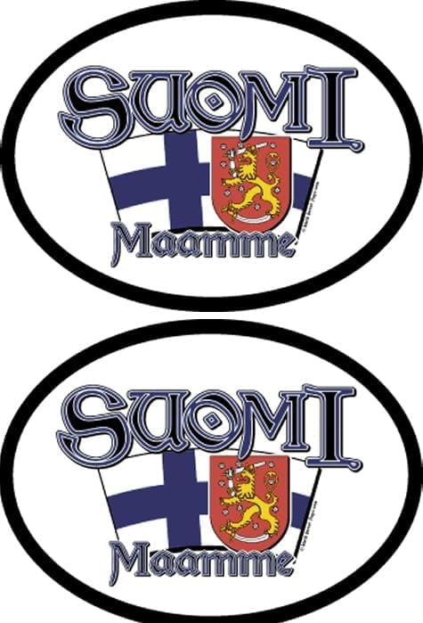 Finland Motto Oval Decals, Pack of Two 3.5 x 4.75 inch Flag It Brand ...