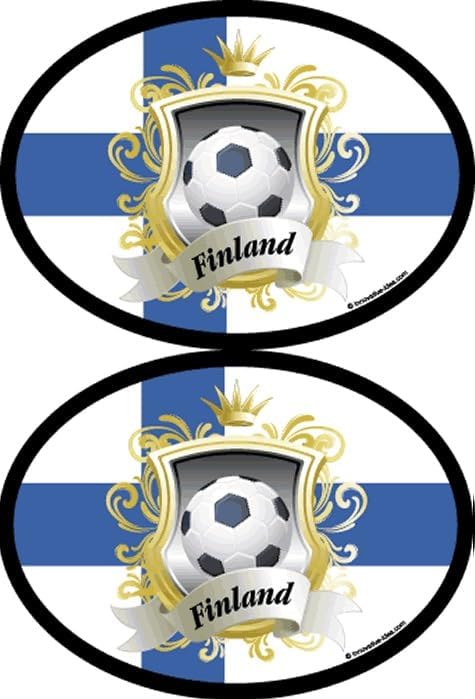 Finland Soccer Oval Decals; Pack of Two 3.5 x 4.75 inch Flag It Brand ...