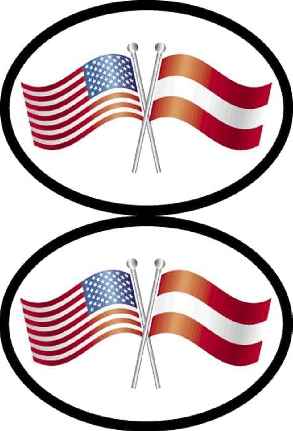 USA and Austria Friendship Oval Decals, Pack of Two 3.5 x 4.75 inch ...