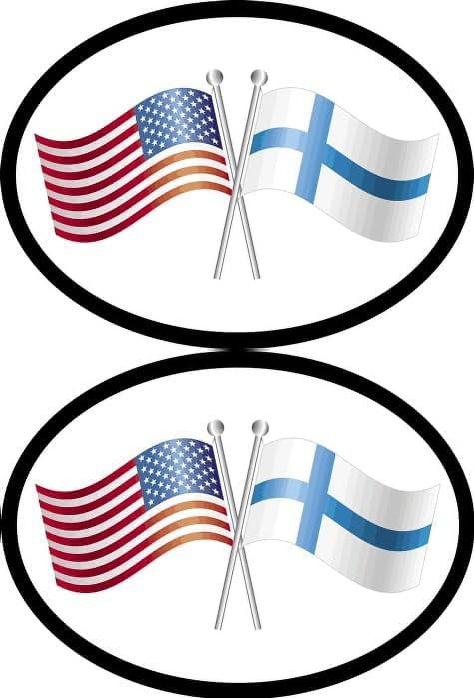 USA and Finland Friendship Oval Decals, Pack of Two 3.5 x 4.75 inch ...