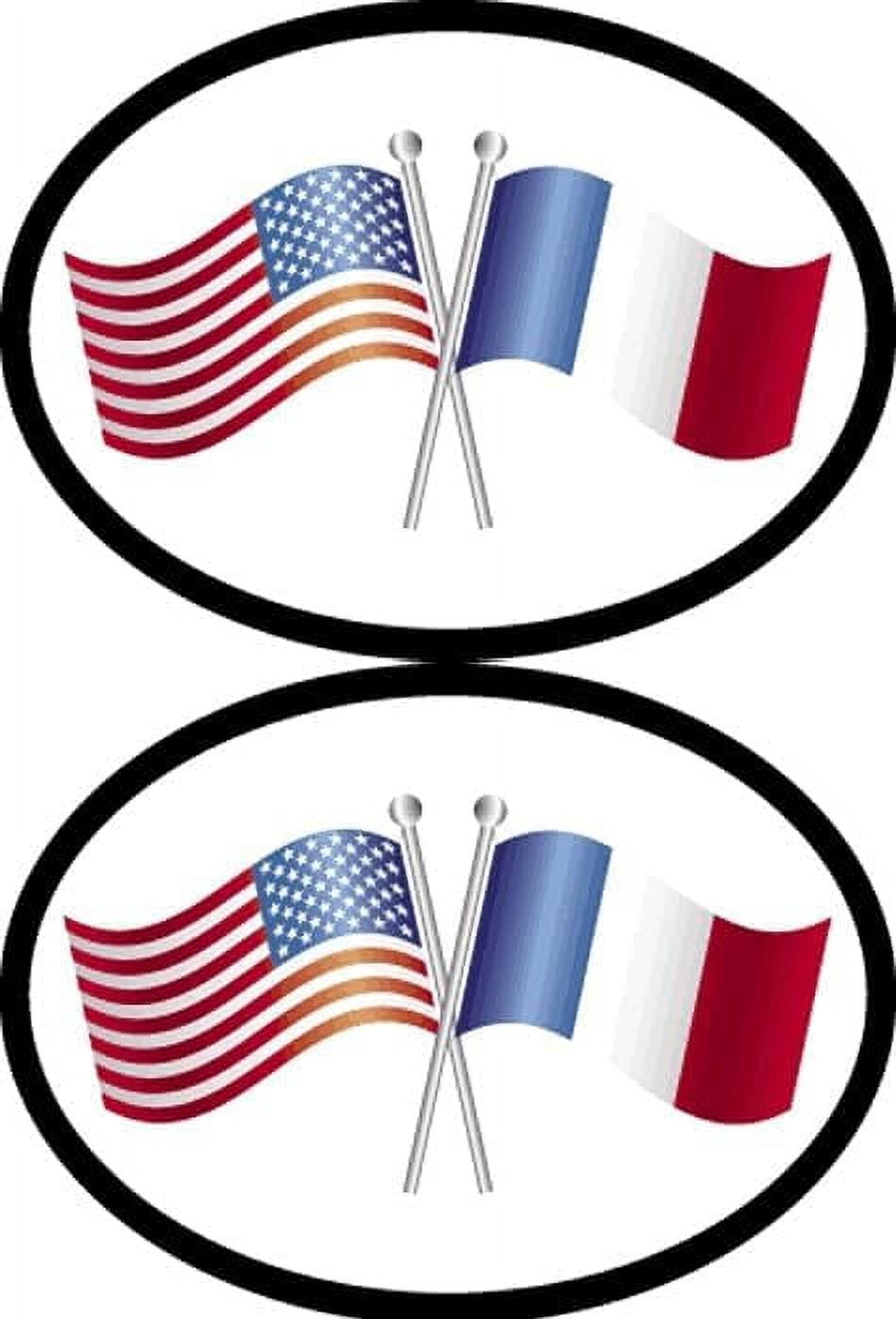 USA and France Friendship Oval Decals, Pack of Two 3.5 x 4.75 inch Flag ...