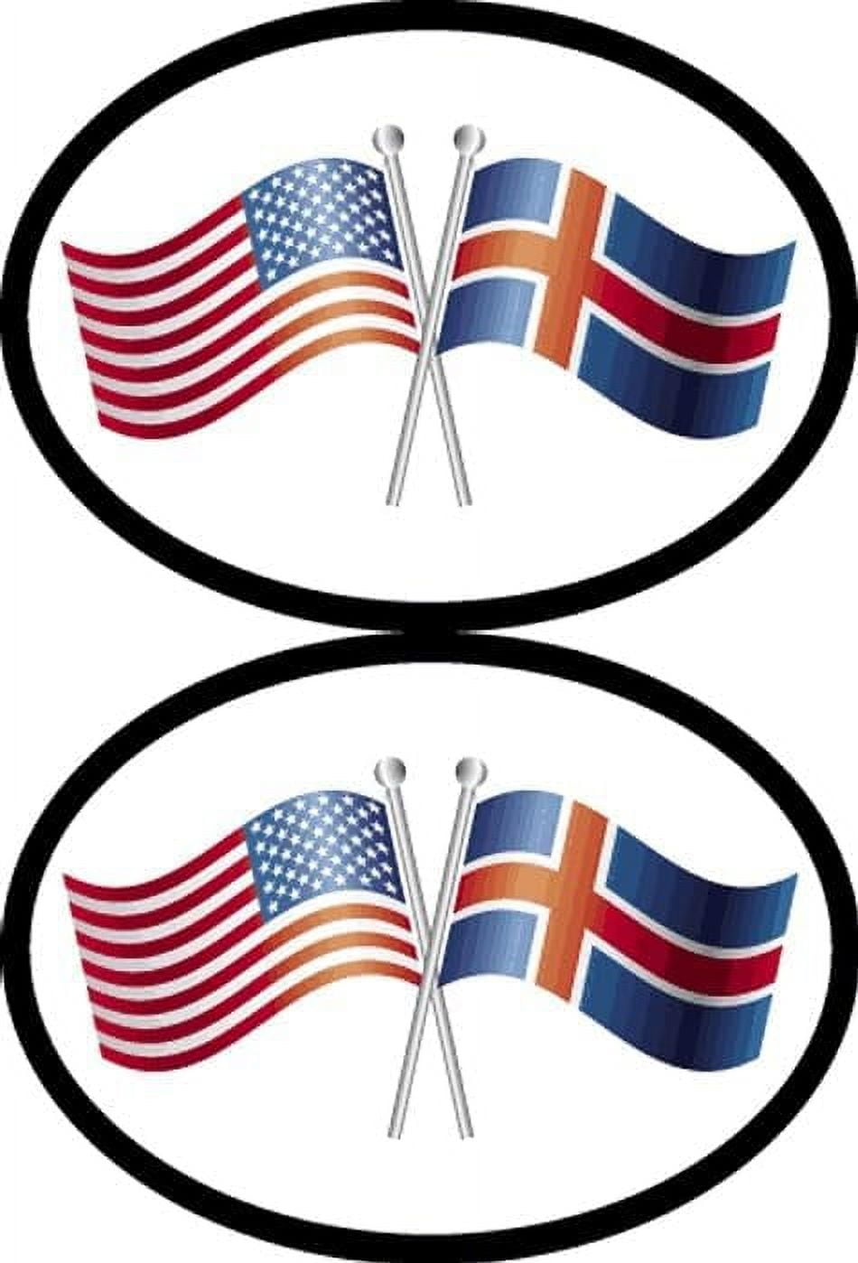 USA and Iceland Friendship Oval Decals, Pack of Two 3.5 x 4.75 inch ...