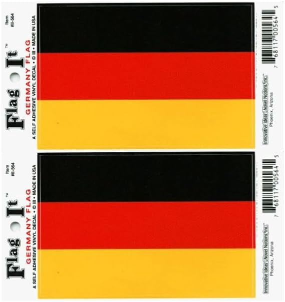 Pack of Two Germany Flag-It Vinyl Decals, 3.5 x 5inch Waterproof ...
