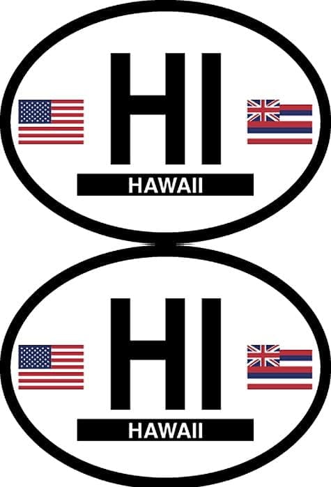Pack of Two Hawaii Flag-It Brand State Oval Decal Stickers, 3.5"x 4.75 ...