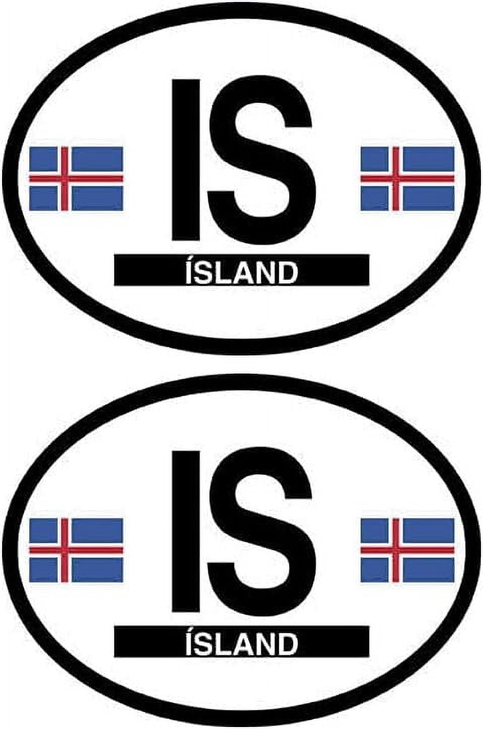Pack of Two Iceland Flag-It Brand International Country Oval Decal ...
