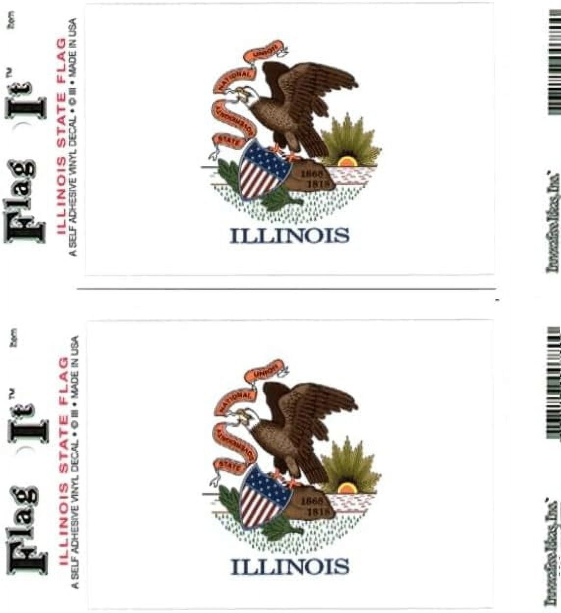 Illinois Vinyl Stickers, Pack of Two 3.5 x 5 inch Flag-It Decals ...